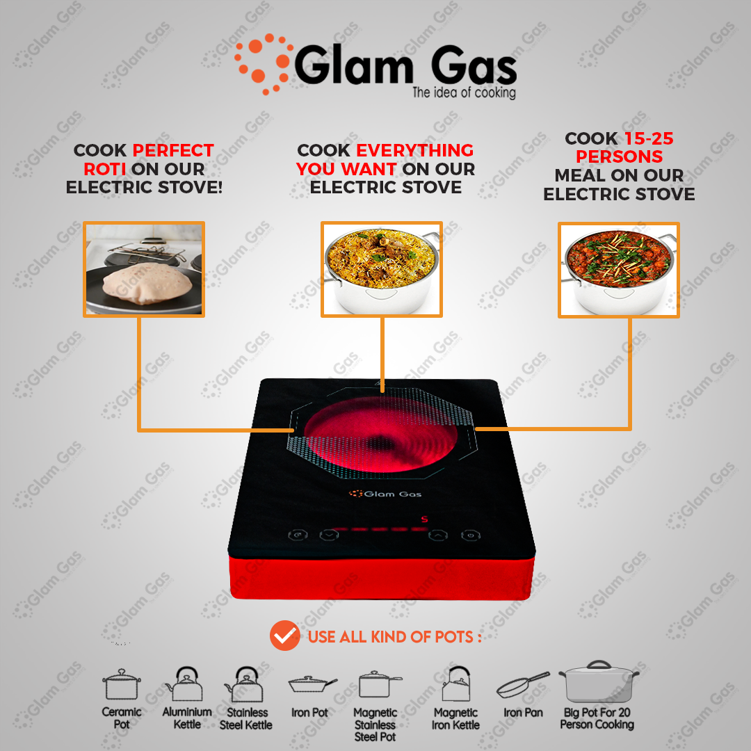 Glam Gas Hot Glow-912(Red) | Electric Ceramic Cooker-in Pakistan Price